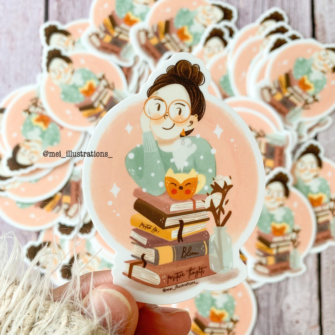 ORIGINAL DESIGN, Water Bottle Sticker, Bookworm Sticker, Book Lover ...