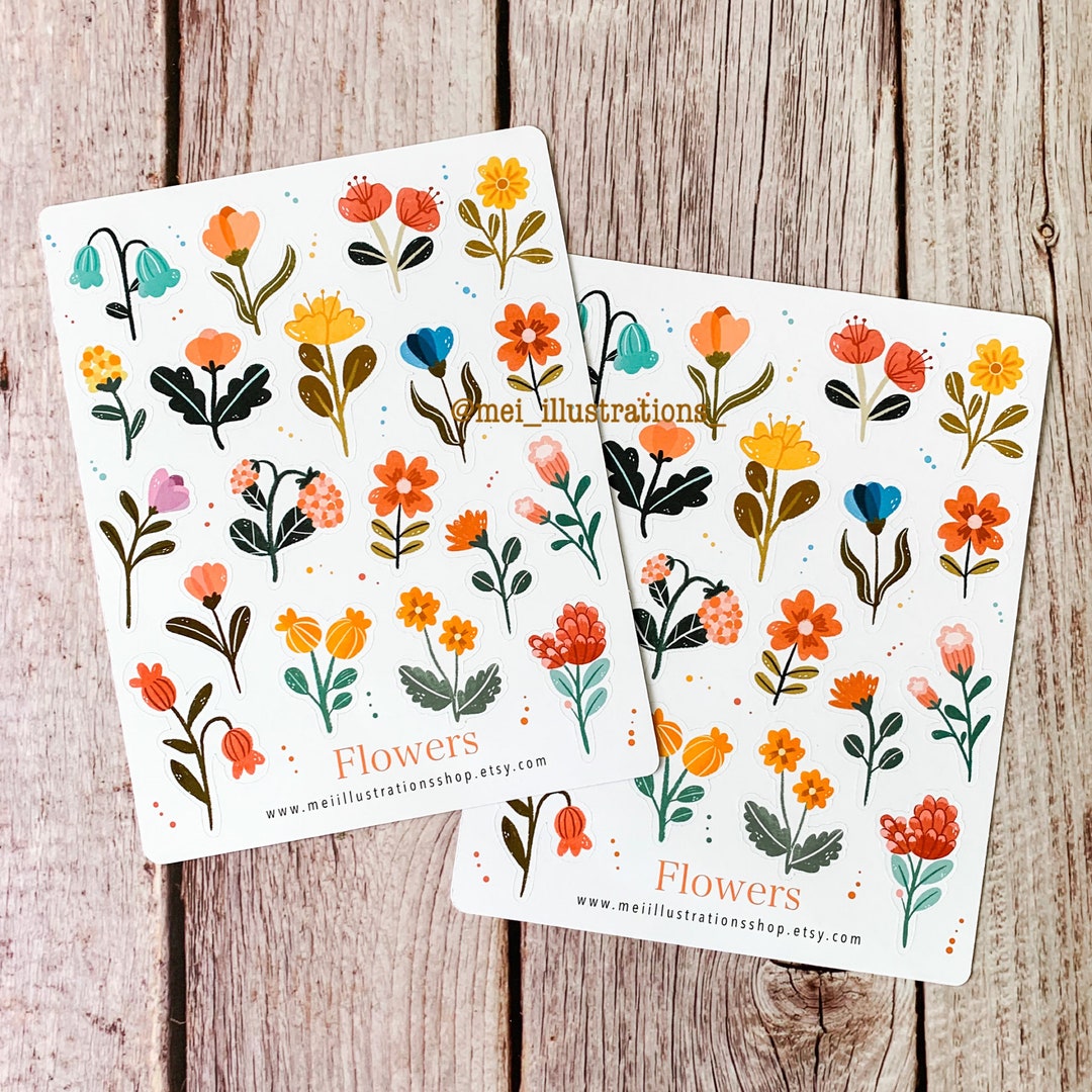 ORIGINAL DESIGN, Flowers Sticker Sheet, Wildflower Sticker Sheet ...