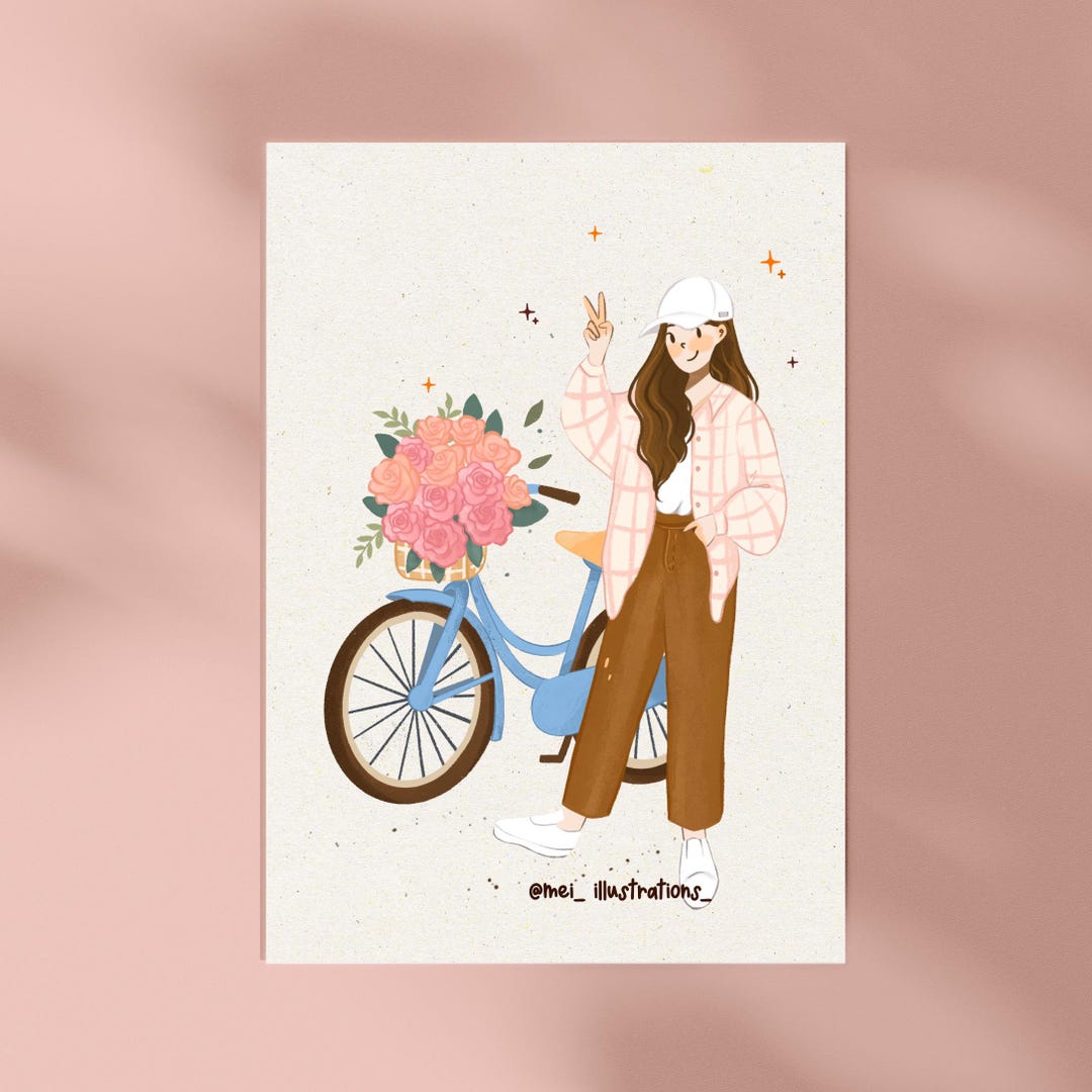 ORIGINAL DESIGN, Art Print, Handmade Art Print, Spring Girl Art Print ...