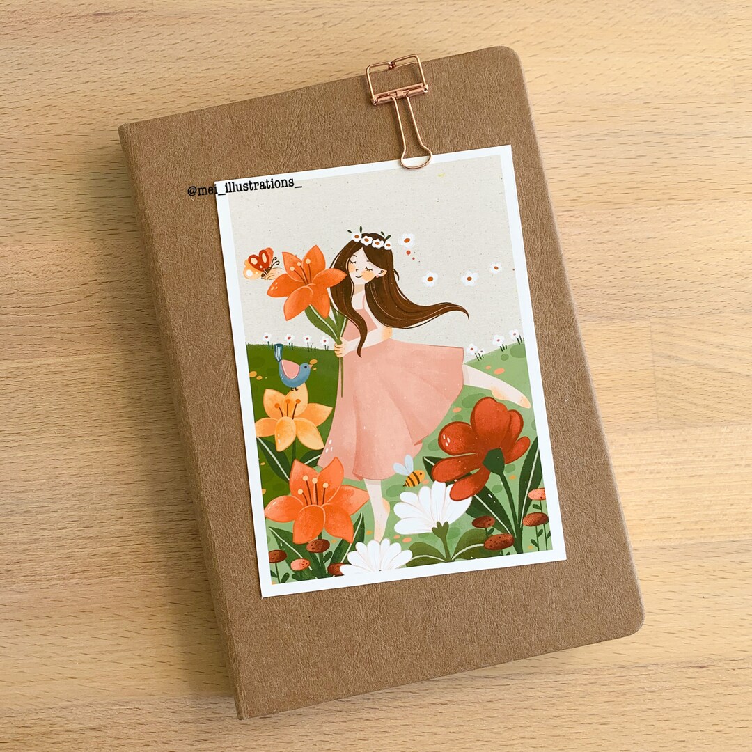 Art Print, Handmade Art Print, Floral Girl Art Print, Digital Art Print ...