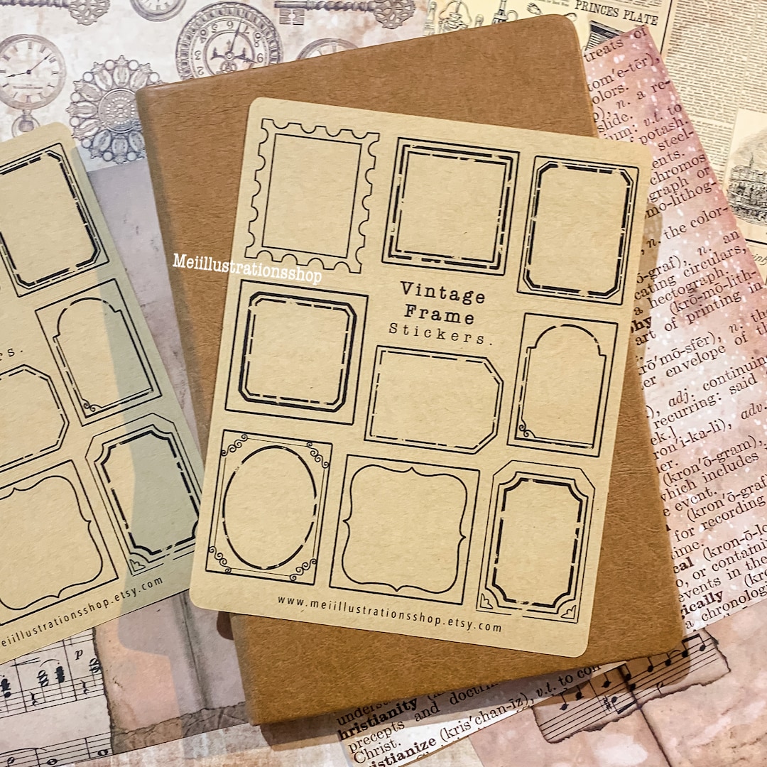 ORIGINAL DESIGN, Vintage Frames Sticker Set, Ephemera Sticker, Vintage ...