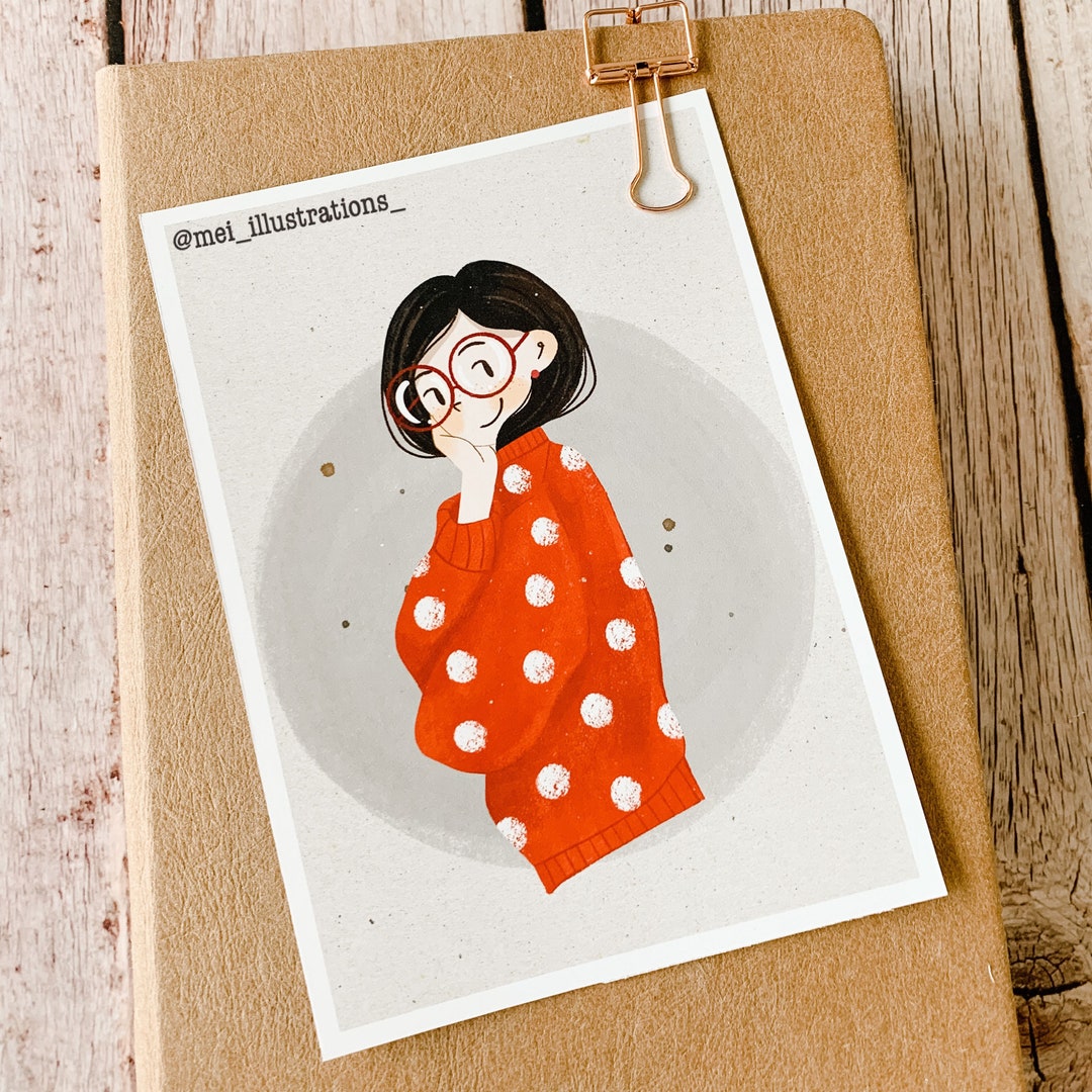 Cozy Art Print, Handmade Art Print, Floral Girl Art Print, Digital Art ...