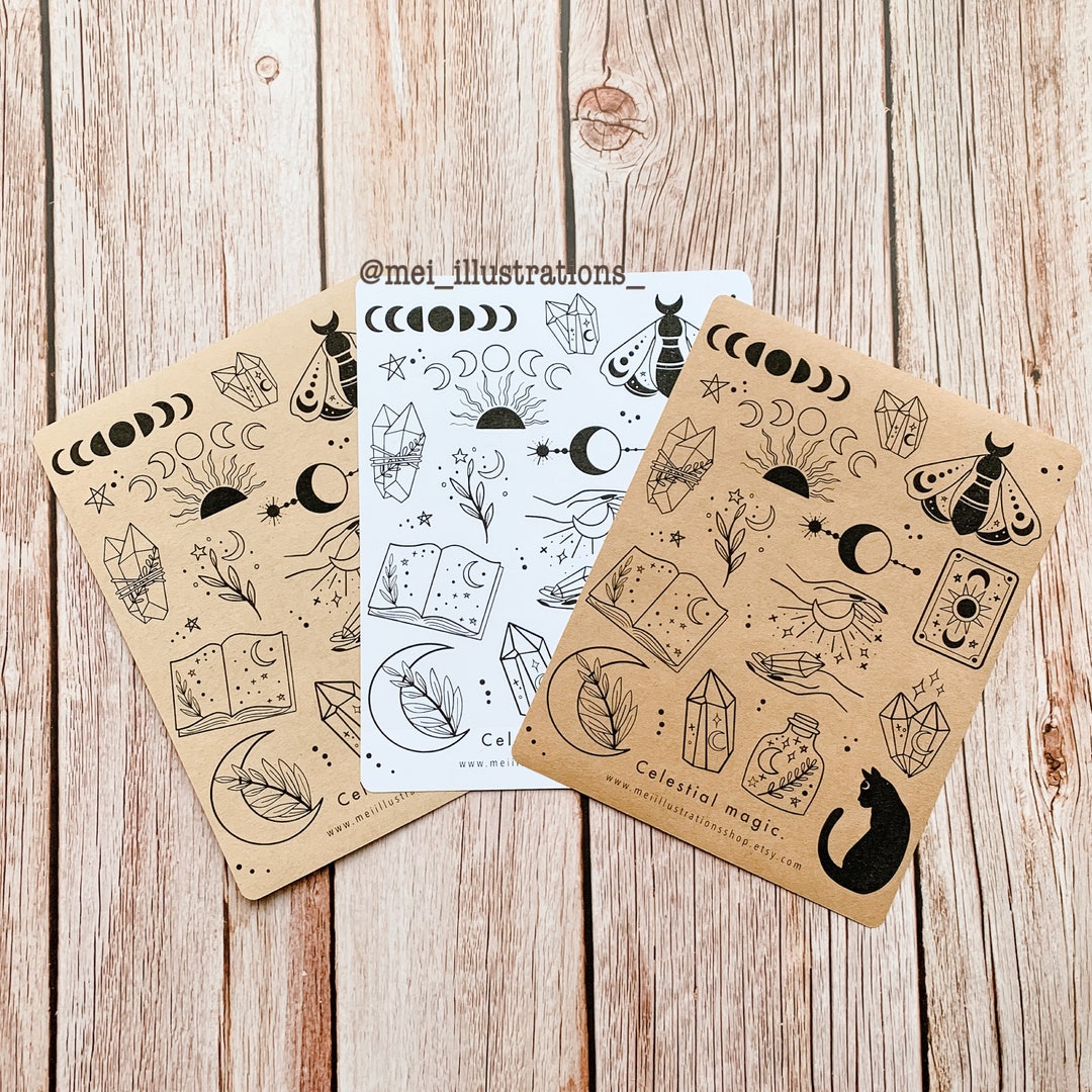 ORIGINAL DESIGN, Celestial Magic Sticker, Kraft Bullet Journal Sticker ...
