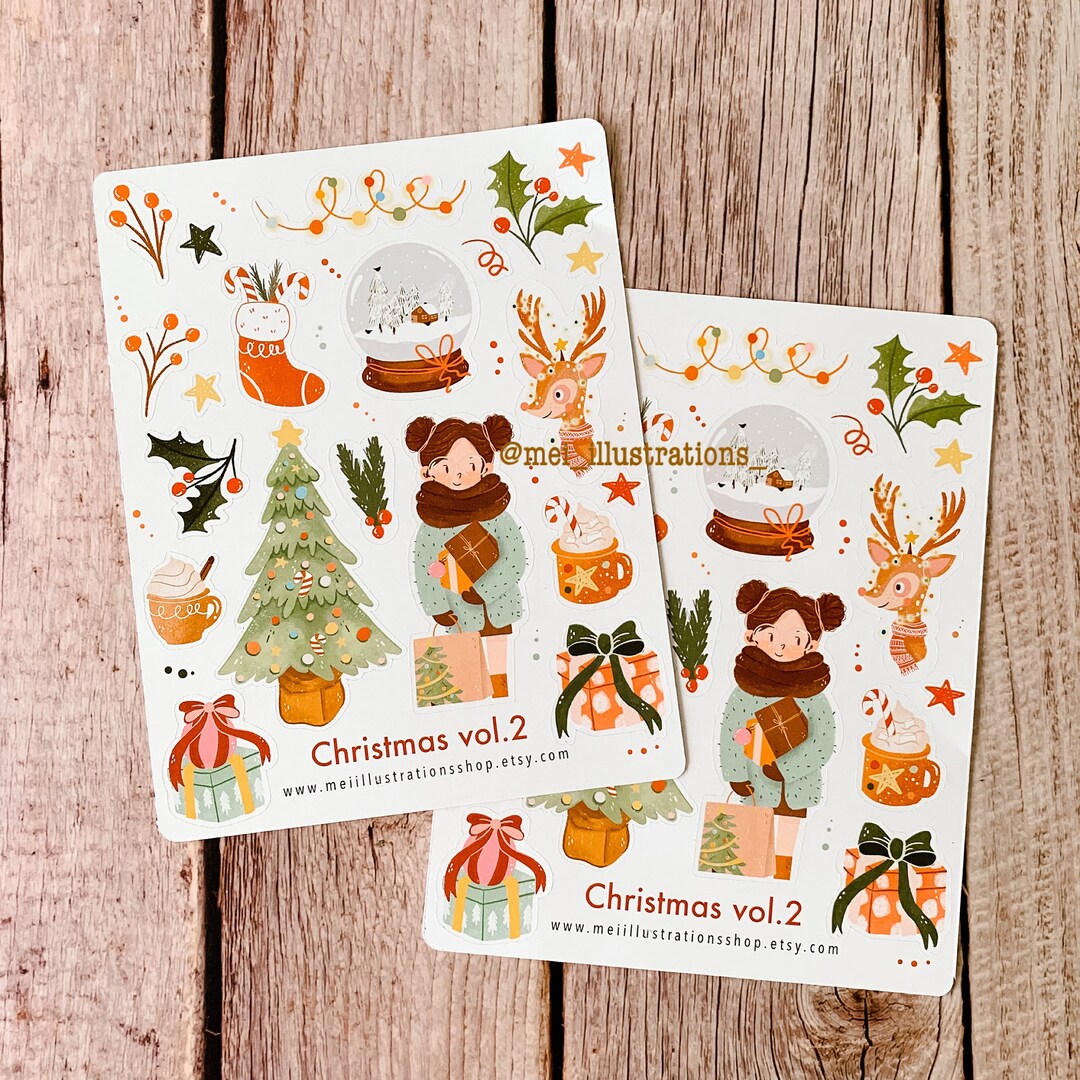 ORIGINAL DESIGN, Xmas Sticker, Scrapbook Sticker, Planner Sticker ...