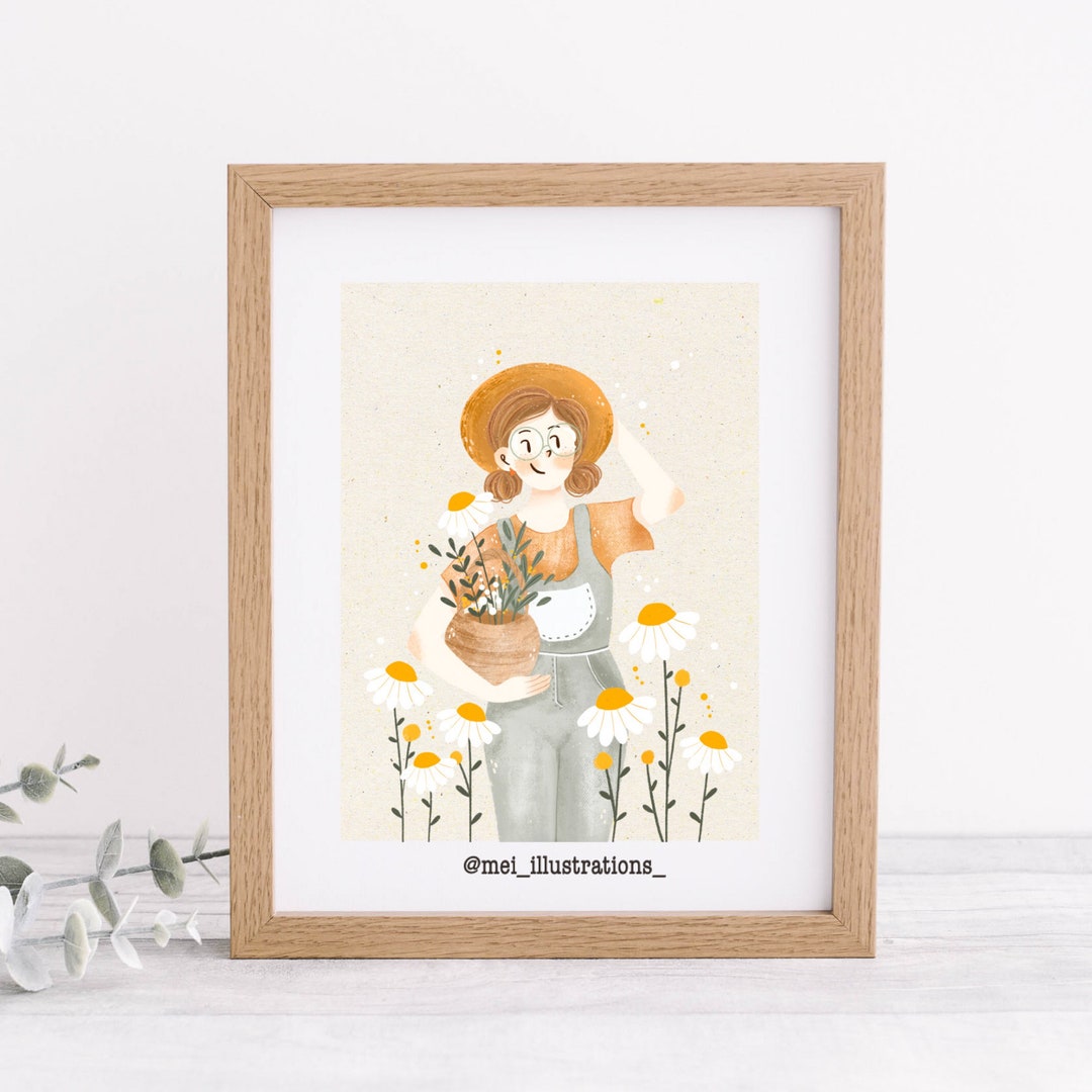 ORIGINAL DESIGN, Art Print, Handmade Art Print, Floral Girl Print ...