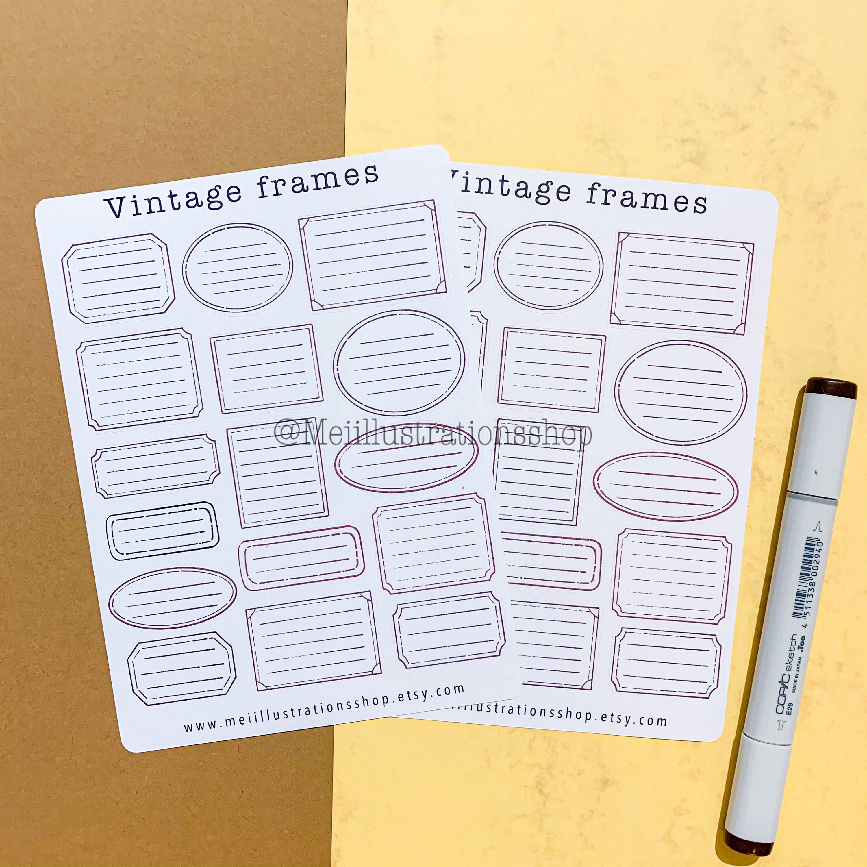 Vintage frames sticker sheet vintage sticker vintage frames | Etsy