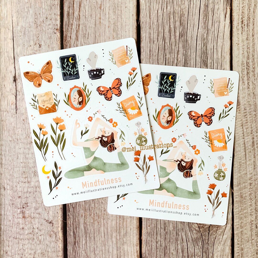 ORIGINAL DESIGN, Mindfulness Sticker Sheet, Mindfulness Sticker, Bujo ...