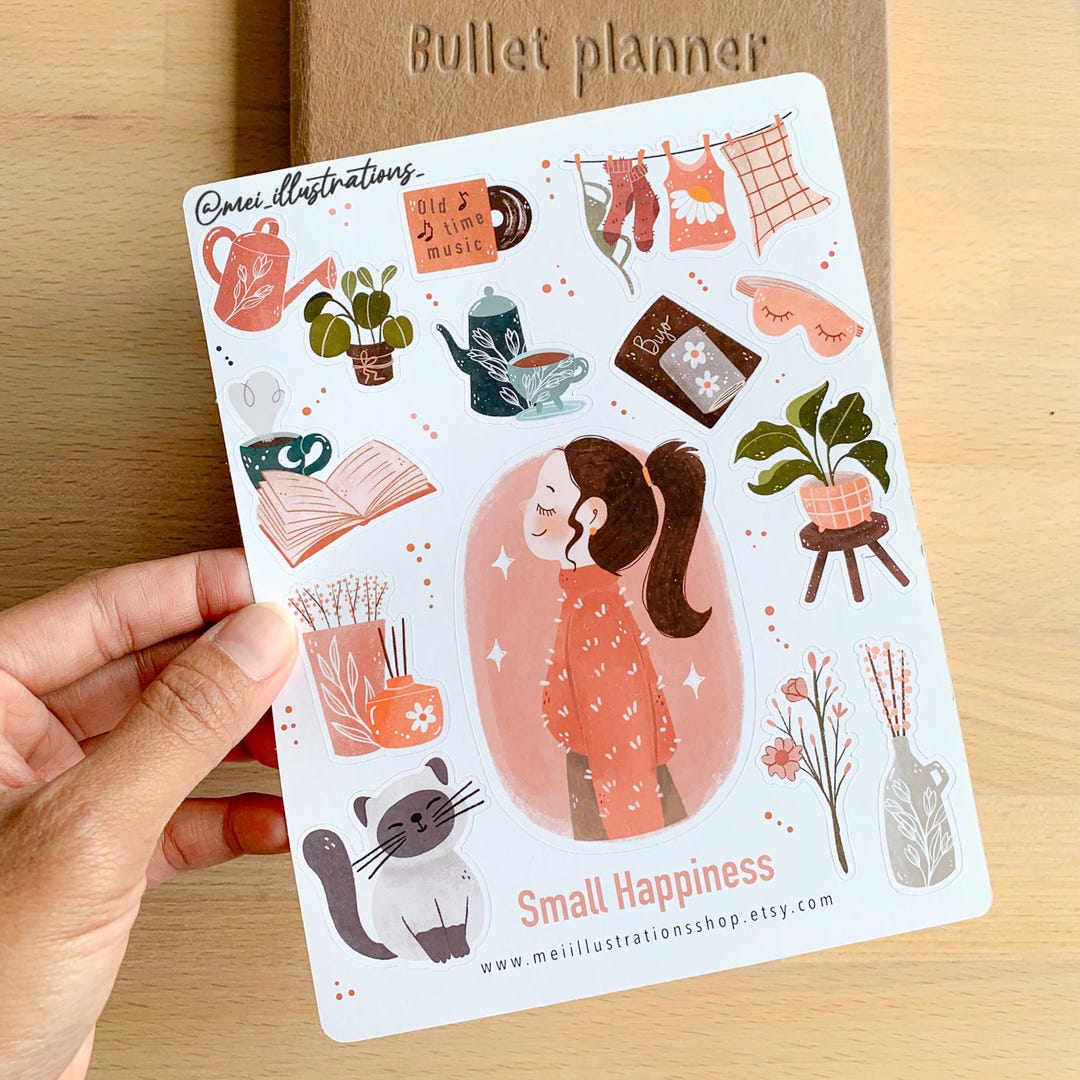 ORIGINAL DESIGN, Small Happiness Sticker Sheet, Happy Girl Sticker ...