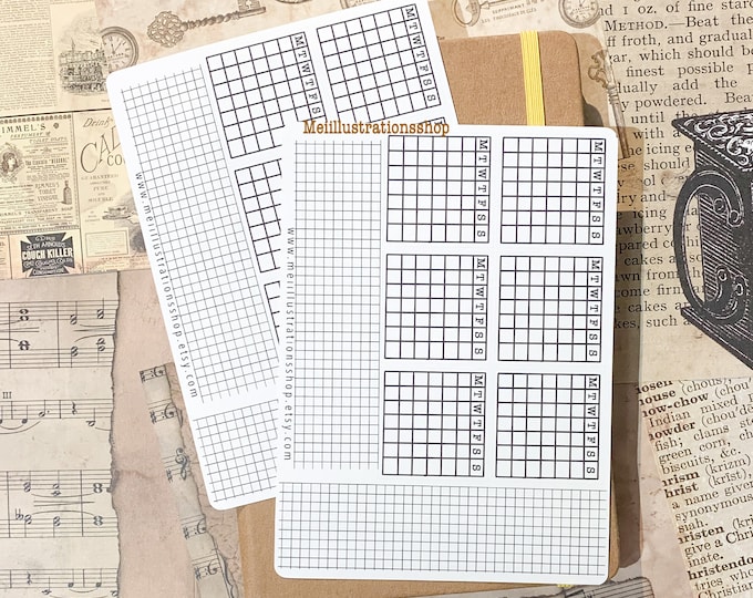 Blank Monthly Calendar Sticker Sheet, Monthly Sticker Tab, Habit ...