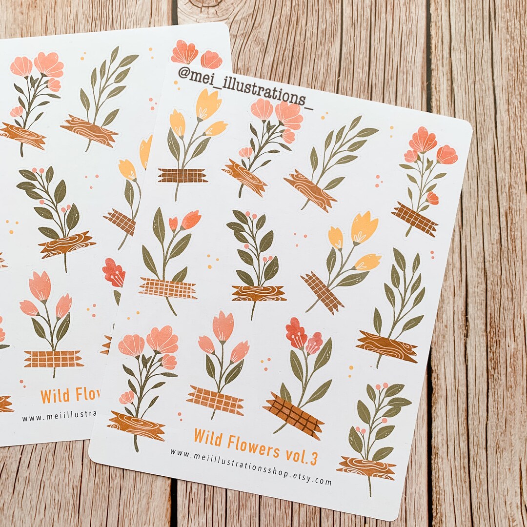 ORIGINAL DESIGN, Bujo Sticker, Wildflower Sticker, Planner Sticker ...