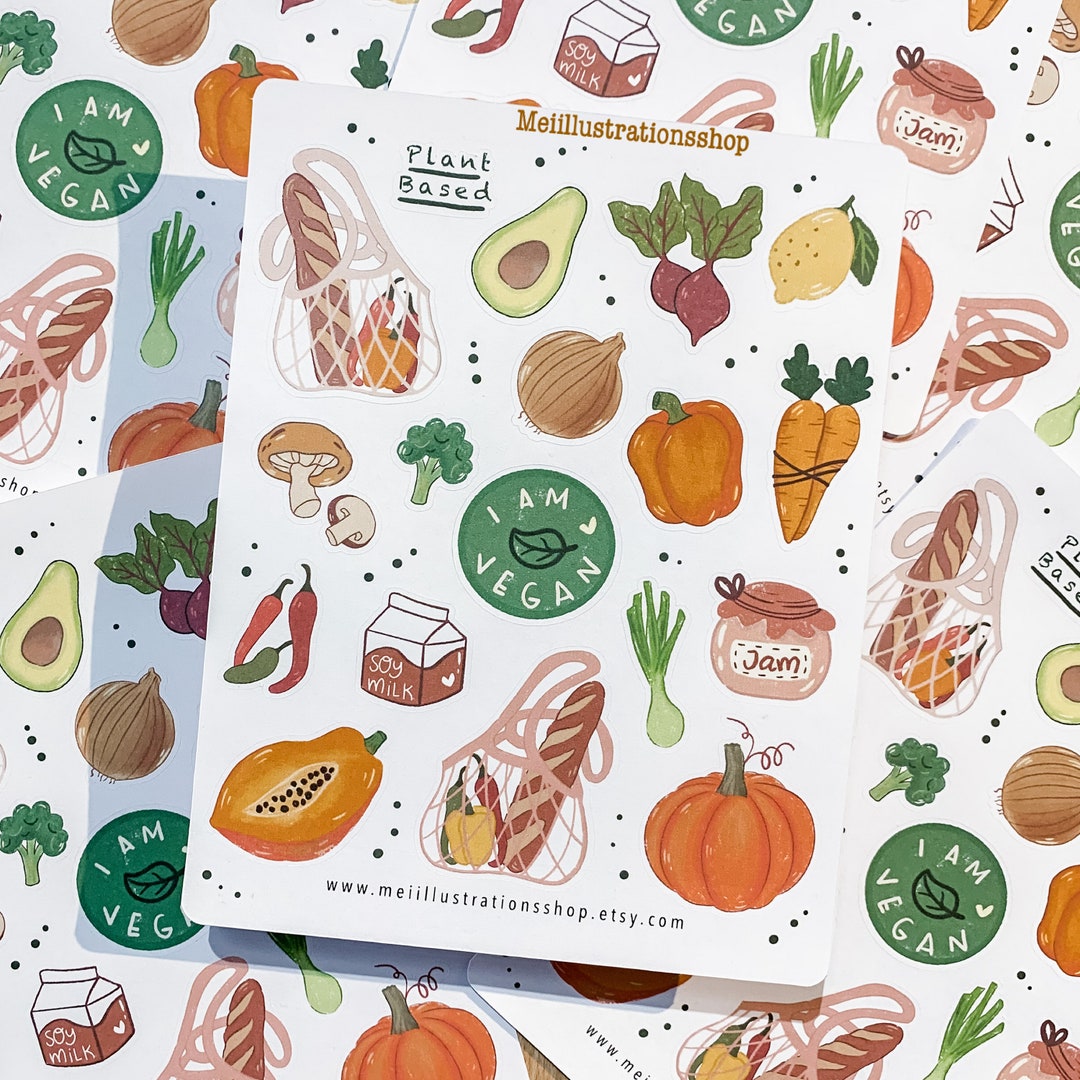 VEGAN Sticker Sheet Bujo Sticker Scrapbook Sticker Planner - Etsy