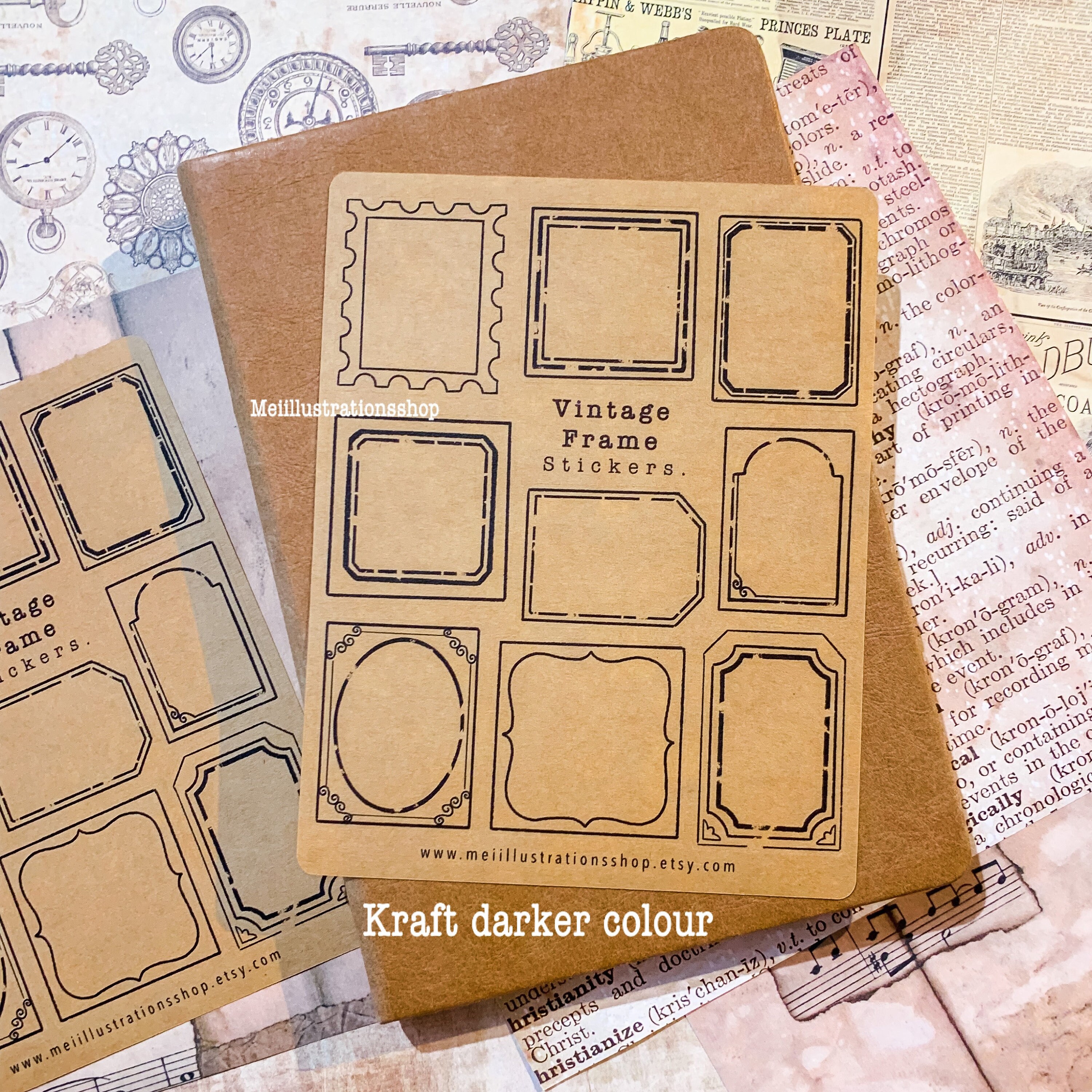 ORIGINAL DESIGN, Vintage Frames Sticker Set, Ephemera Sticker, Vintage ...