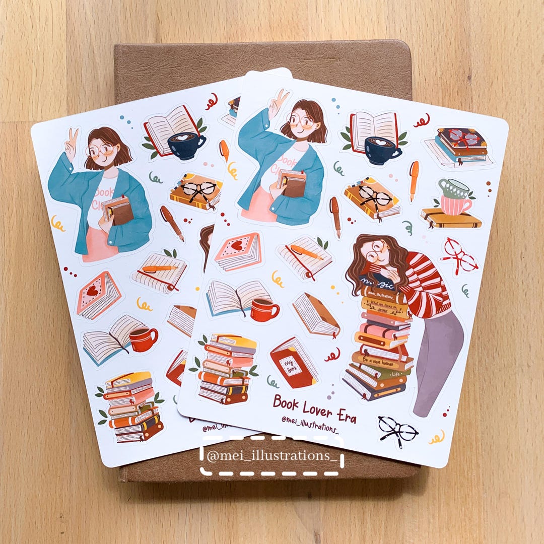 ORIGINAL DESIGN, Book Lover Era Sticker Sheet, Bookish Sticker Sheet ...