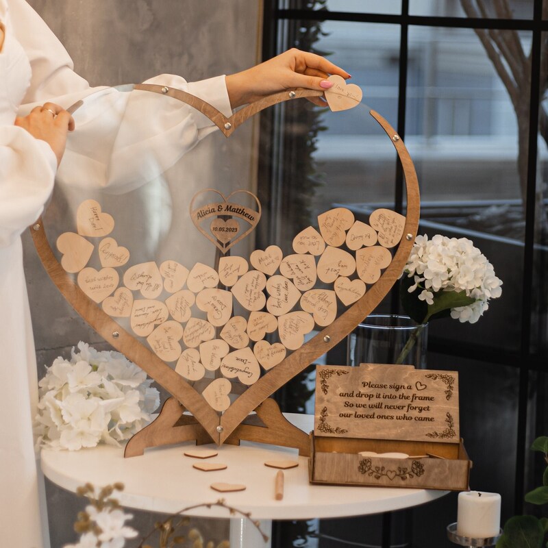Wood Heart Guestbook - Etsy
