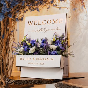 Custom Flower Box Welcome Sign for Events, Floral Wedding Welcome Sign ...