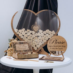 Bespoke Wedding Guestbook Set With Card Box, Boho Set With Wooden Name ...