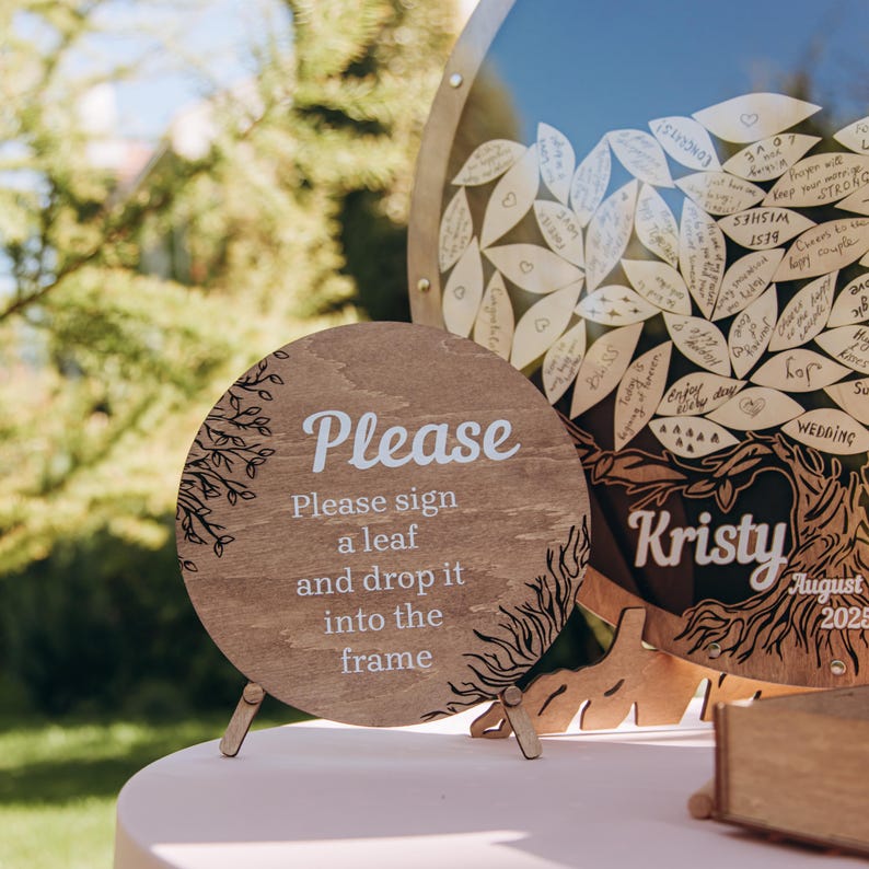 Personalized Wedding Tree Guest Book: Rustic Wooden Anniversary Sign ...