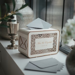 Unique Boho Wedding Card Box With Slot, Wooden Envelope Box Decor ...