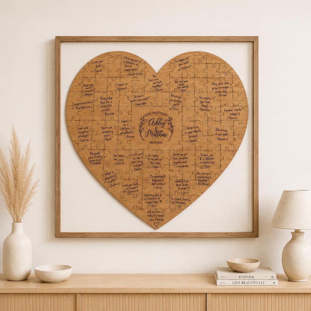 Puzzle Wedding Guest Book Alternative | Wooden Wedding Decor | Boho and ...