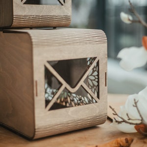 Unique Boho Wedding Card Box With Slot, Wooden Envelope Box Decor ...