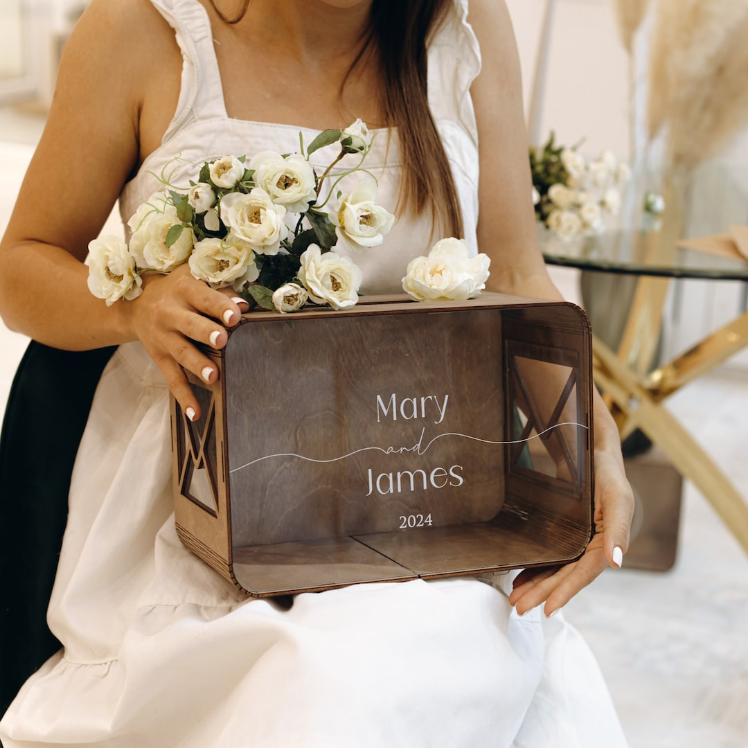 Crafted Memories, Personalized Wood and Acrylic Card Box for Your ...