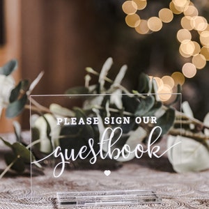 Wedding Guest Book Heart Circle, Rectangle, Acrylic Guestbook Sign ...