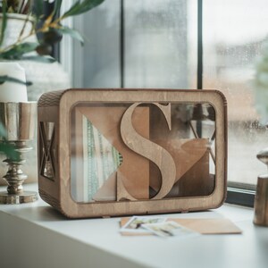 Rectangle Wedding Card Box With Envelopes Slot , Custom Wooden Advice ...