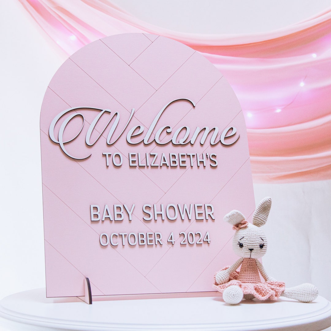 Baby Shower Pink Welcome Sign, Wedding, Engagement Party Wooden Decor ...