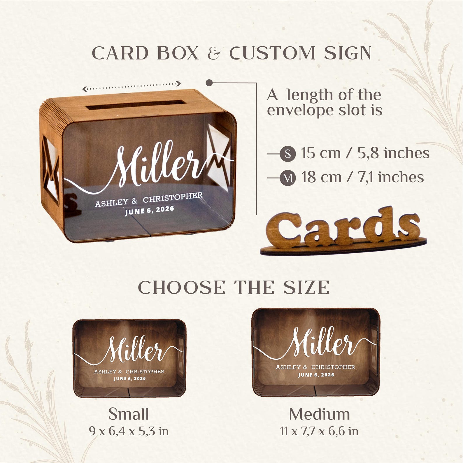 Wedding Wood Cash Envelope Box, Vintage Card Box With Slot ...