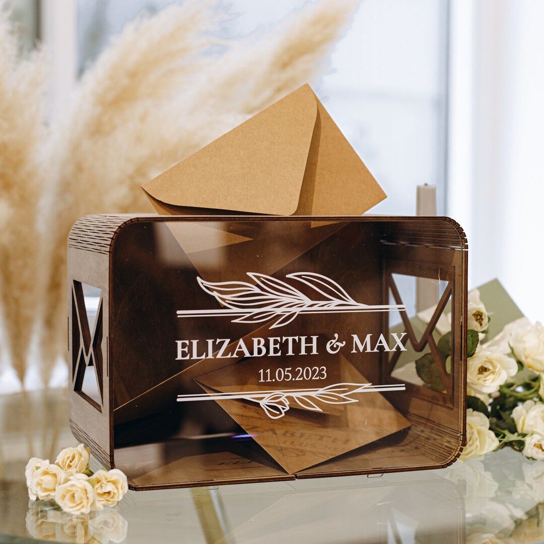 Wood and Acrylic Glass Gift Card Box With Slot Personalized - Etsy Ireland