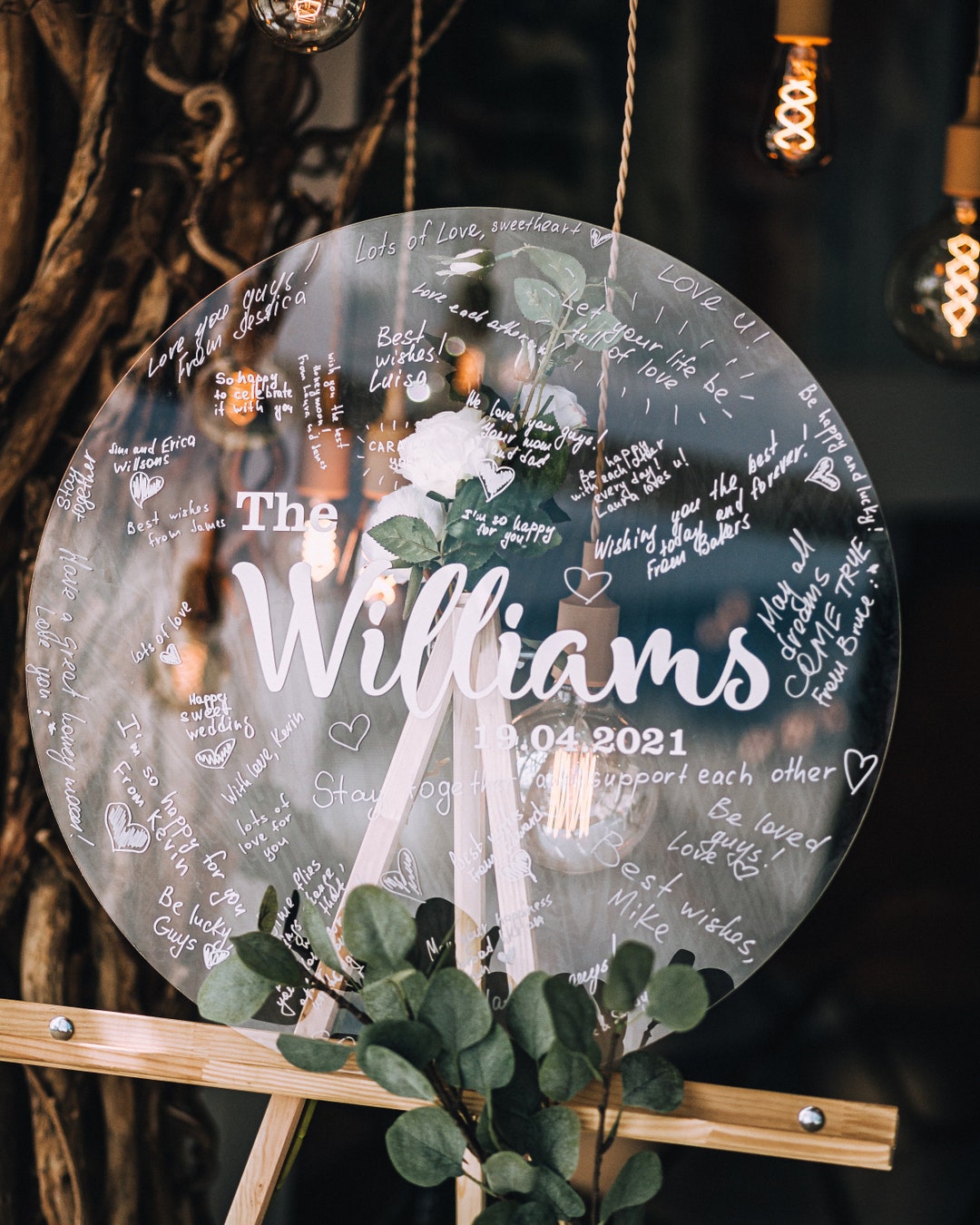 Wedding Guest Book Heart Circle, Rectangle, Acrylic Guestbook Sign ...