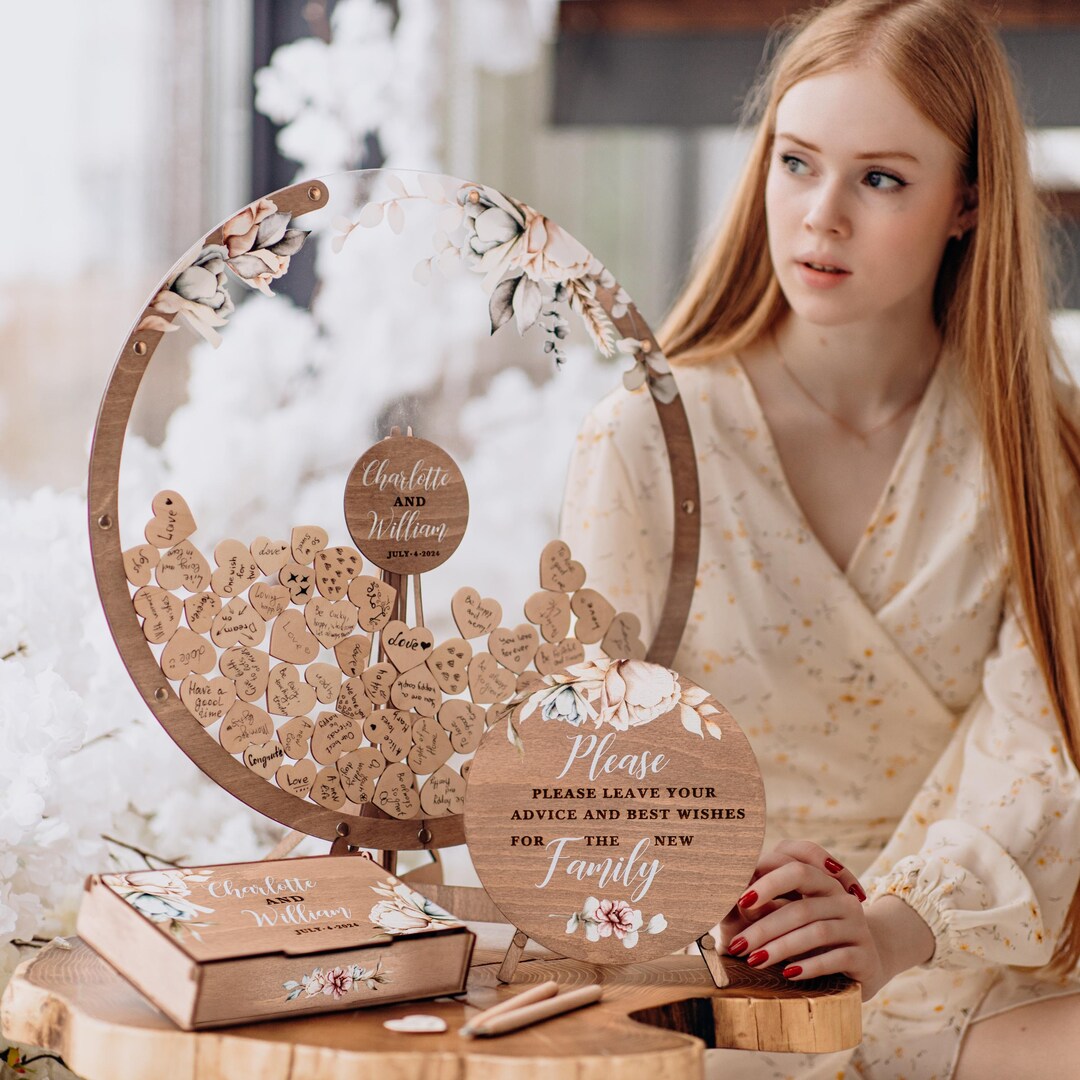 Love Lives in Details Personalized Heart Drop Guest Book Alternative ...