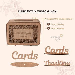 Unique Boho Wedding Card Box With Slot, Wooden Envelope Box ...