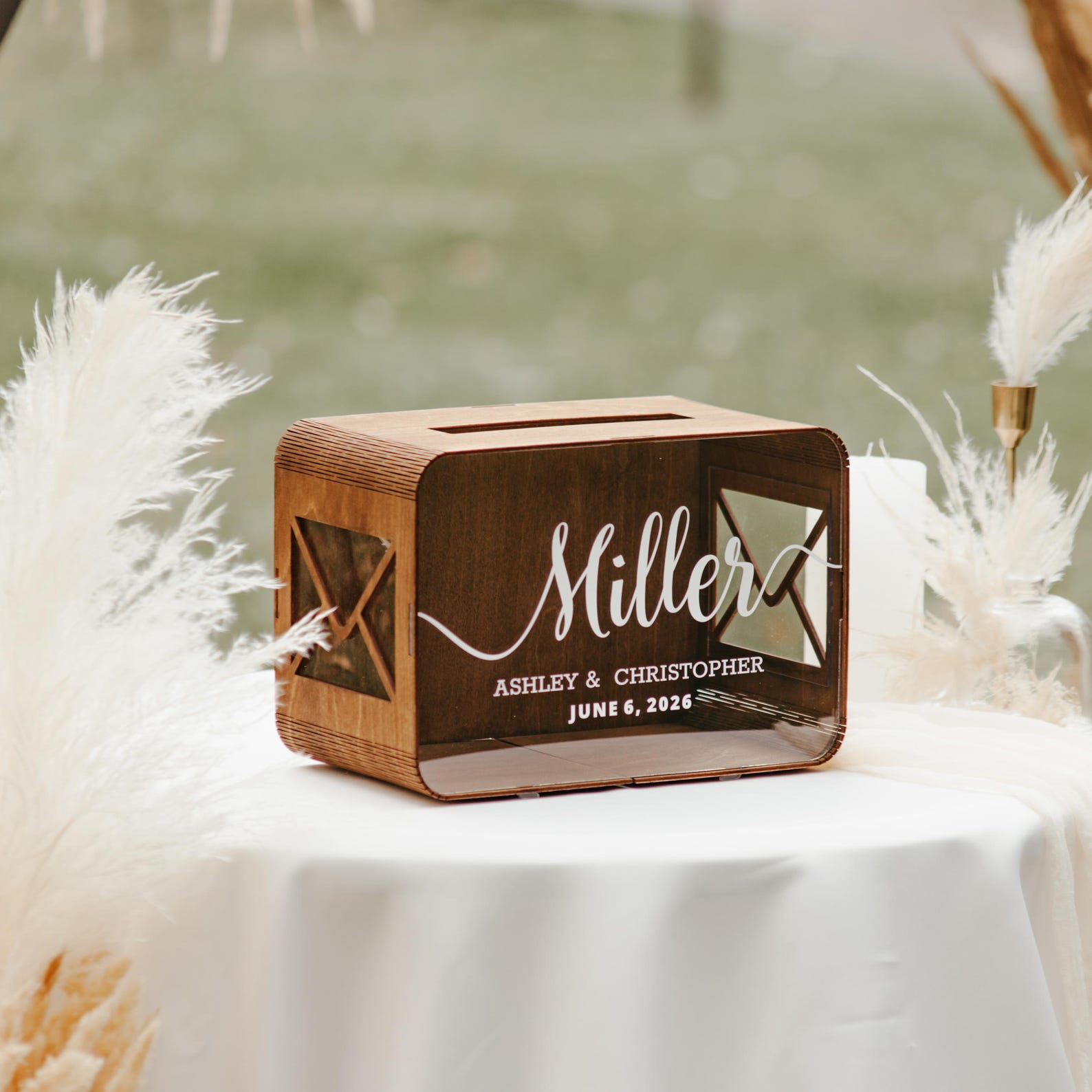 Wedding Wood Cash Envelope Box, Vintage Card Box With Slot ...