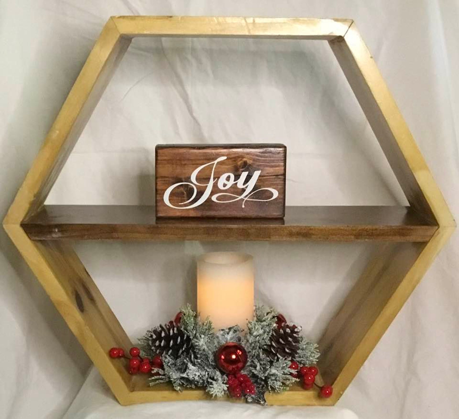 Modern Rustic Wooden Hexagon Display Shelf - Etsy