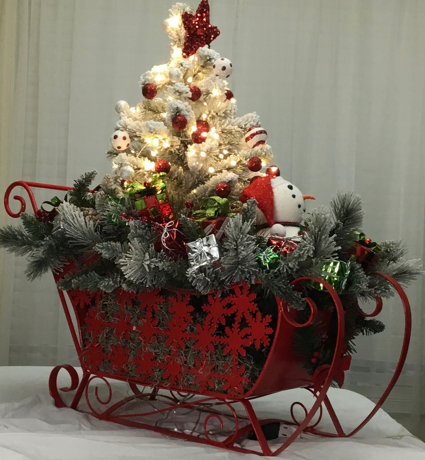 Vintage Large Metal Red Christmas Sleigh - Etsy