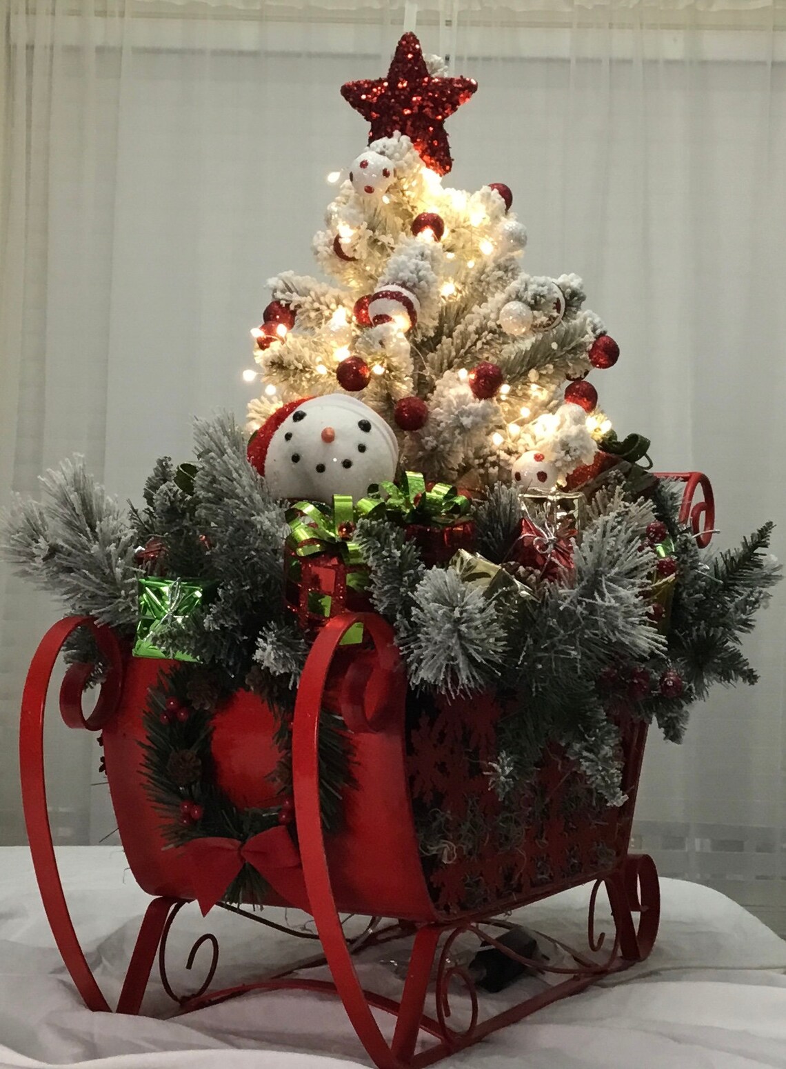 Vintage Large Metal Red Christmas Sleigh - Etsy