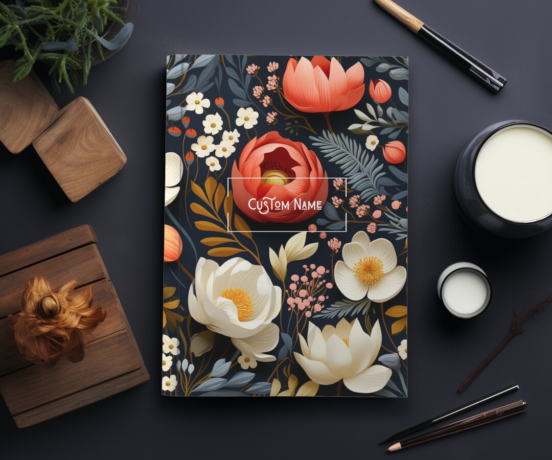 Customizable Journal Floral Print Flower Pattern Journal Hardcover ...