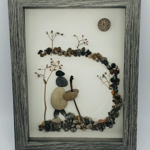 Fall Tree Pebble Art Picture Frame Falling Leaves Autumn - Etsy