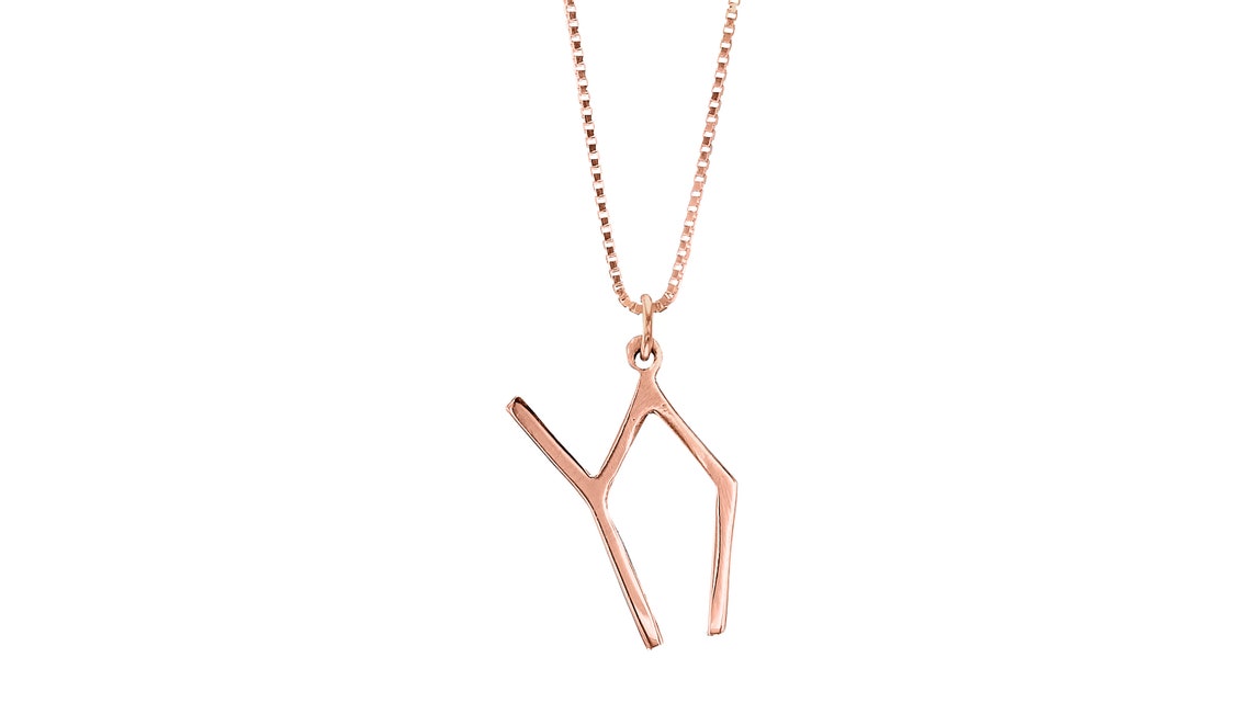 Modern and Delicate 14K Gold Geometric Chai Pendant - Etsy