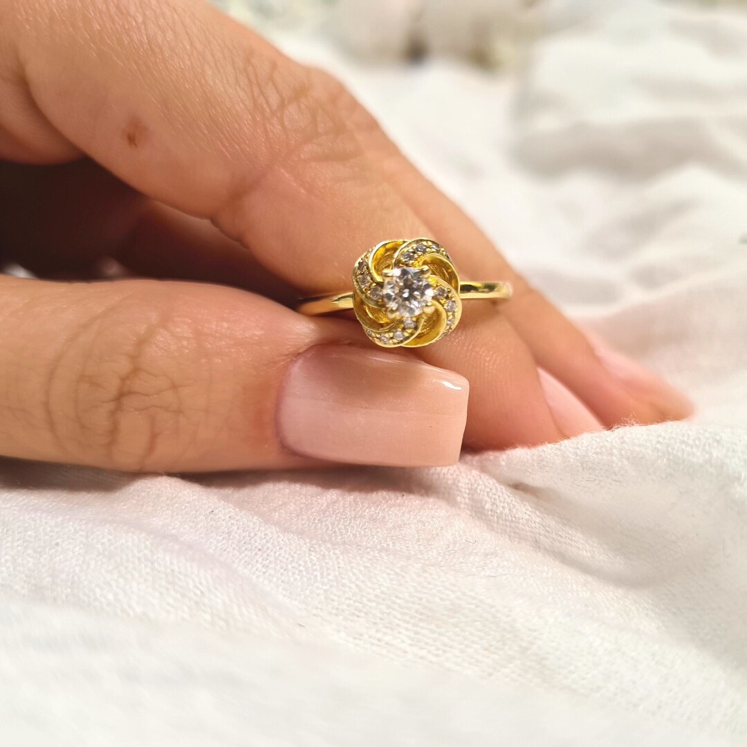Unique Floral Curly Shape Diamond Ring - Etsy