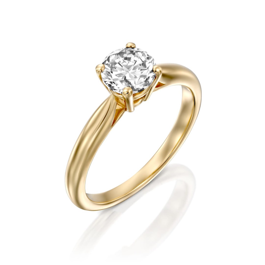 Classic Big Diamond Engagement Ring, 0.73 Carat With Big Single Diamond ...
