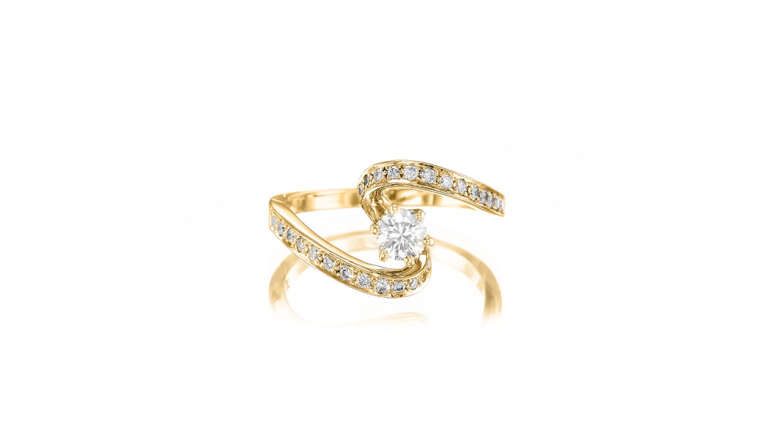 Unique & Special Curly Engagement Ring Made of 14K Yellow Gold 100% ...