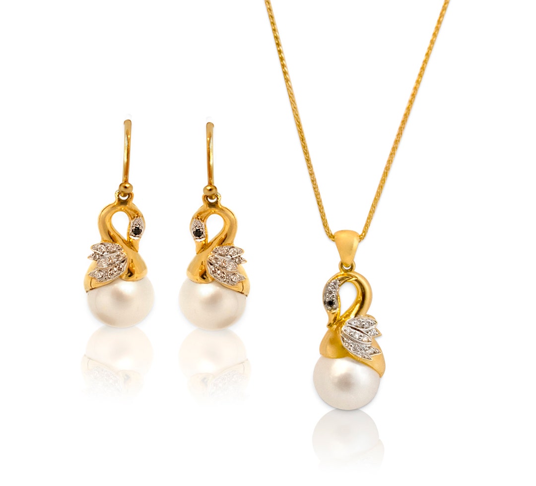 White Gold Stunning Swan Shaped Set - Etsy