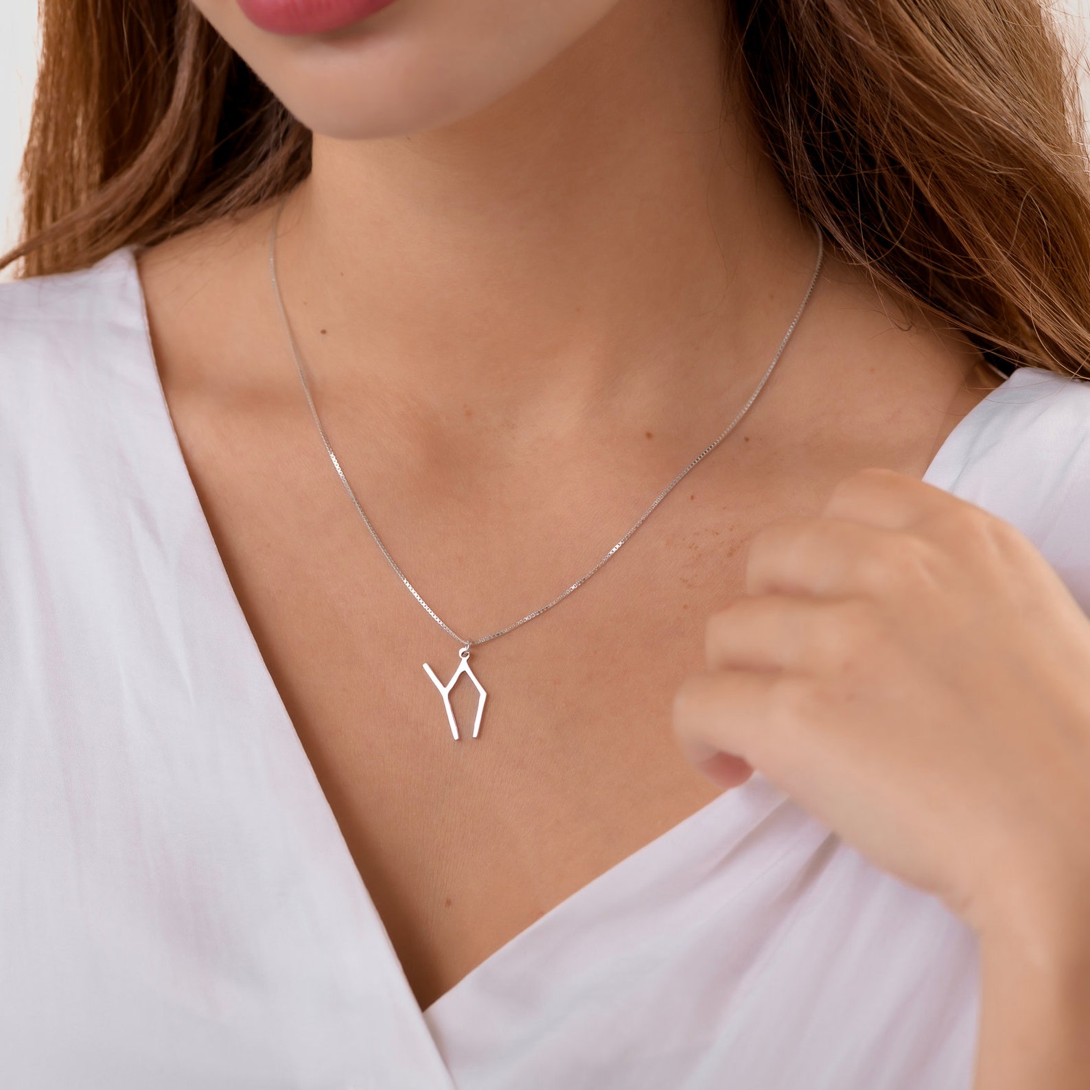Modern and Delicate 14K Gold Geometric Chai Pendant - Etsy
