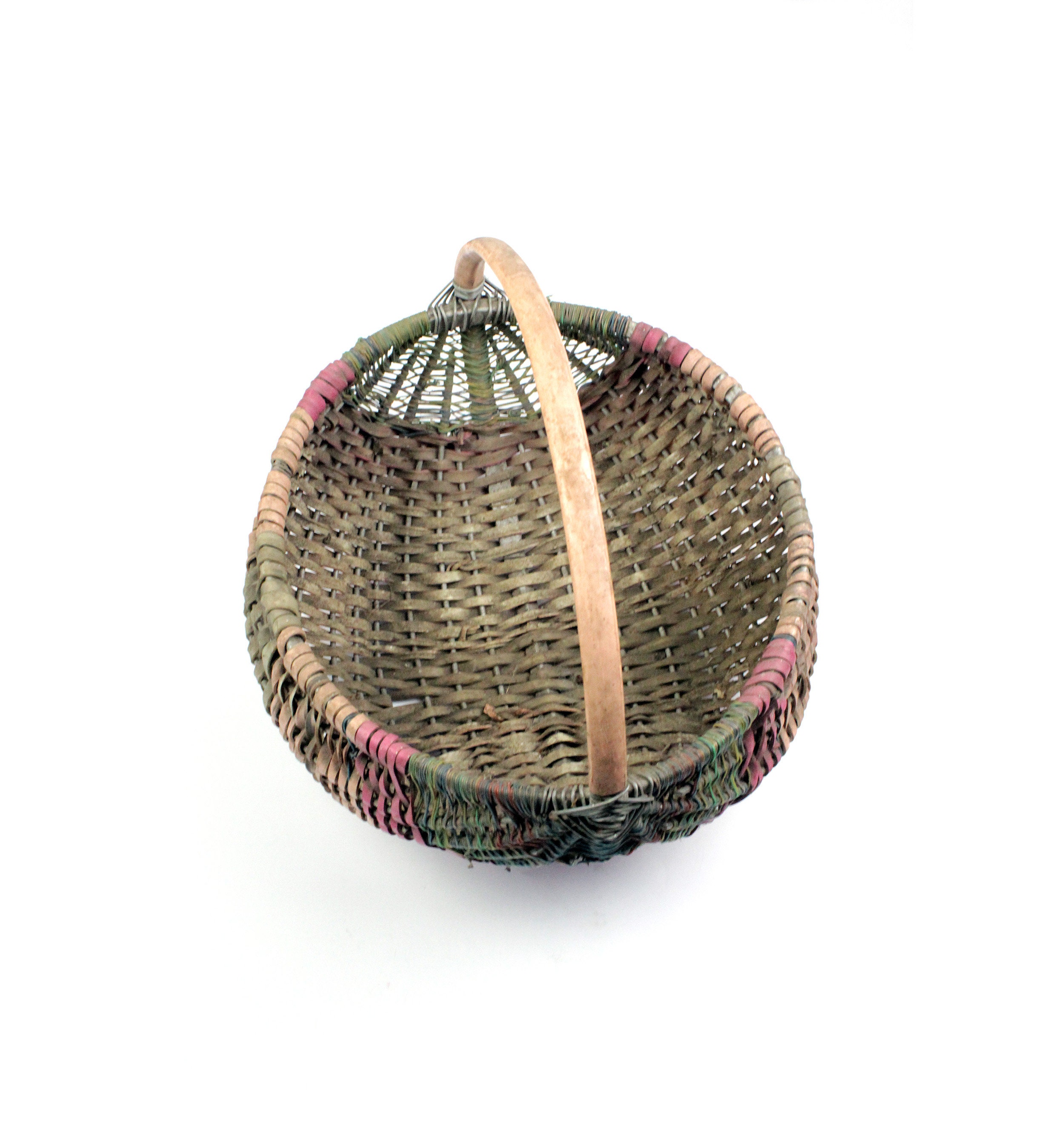 Old wicker basket made of wire. Handmade. Wooden Handle | Etsy