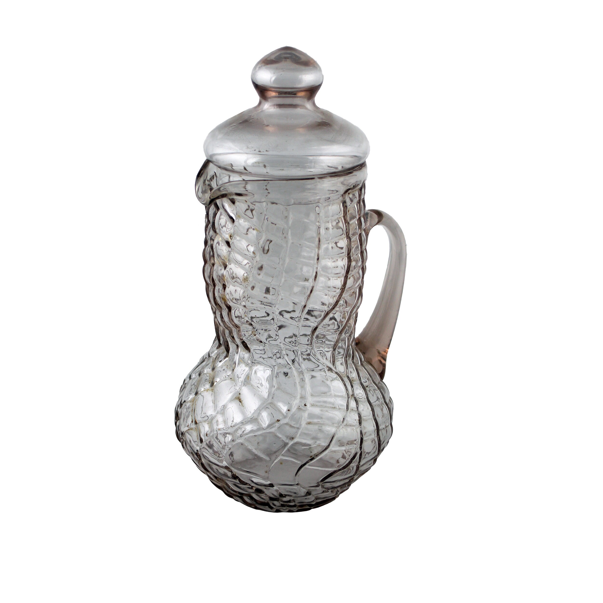 Vintage Jug with lid selenium glass from USSR | Etsy