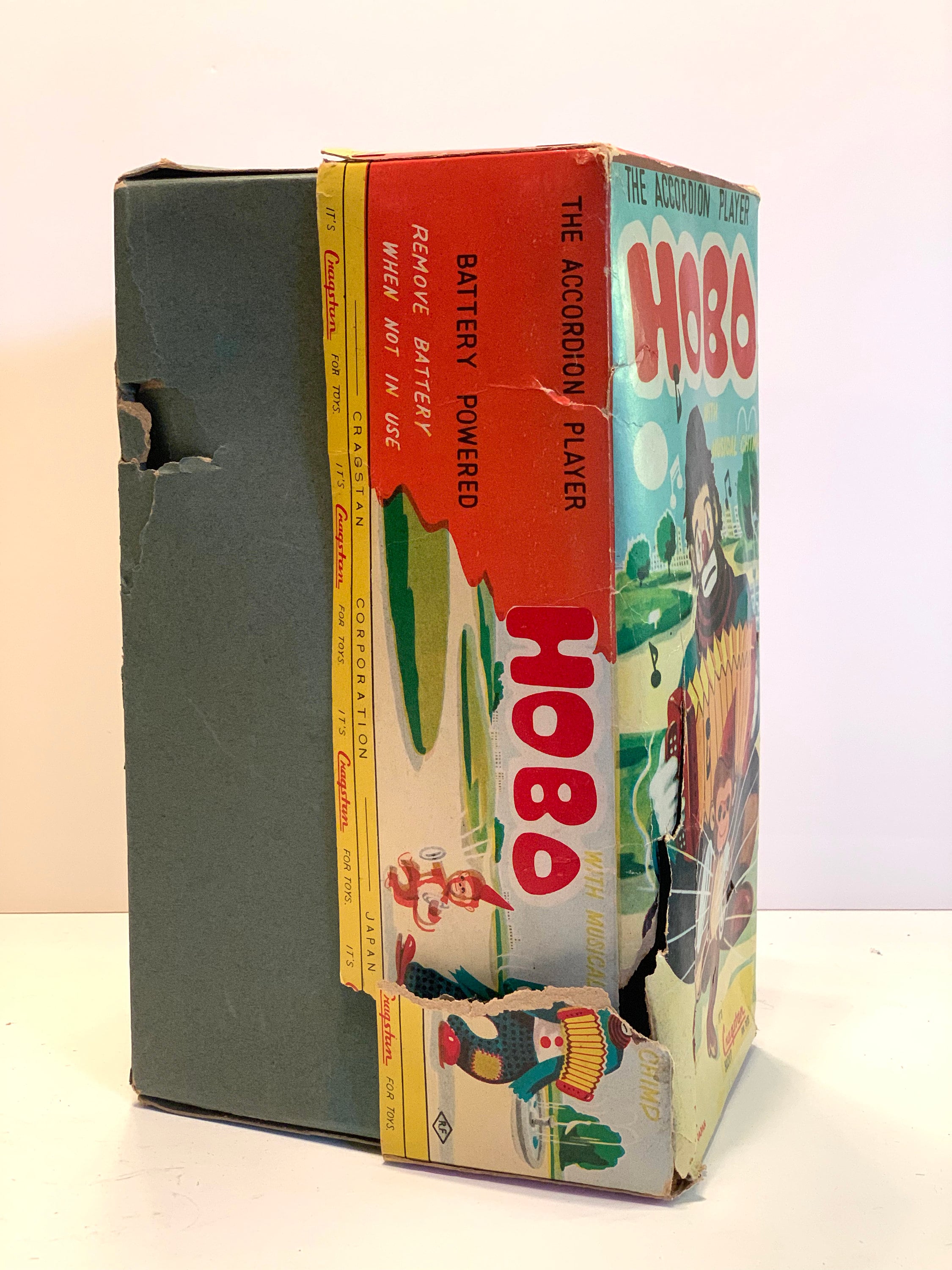 The Accordion Player Hobo With Musical Chip With Box 1950's, Vintage ...