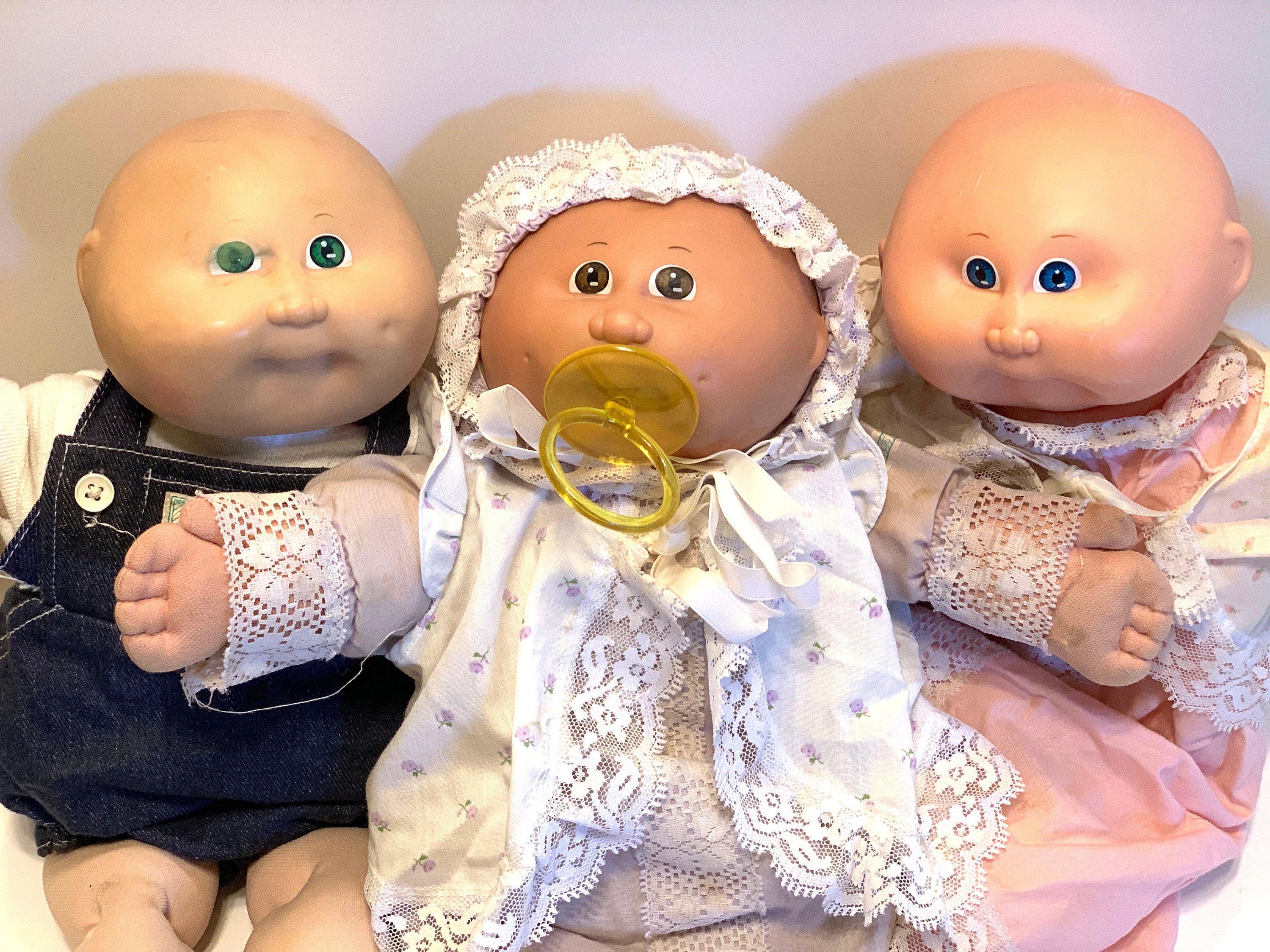Cabbage Kid Dolls Lot of 3 Dolls Preemies, No Hair With Green/brown ...