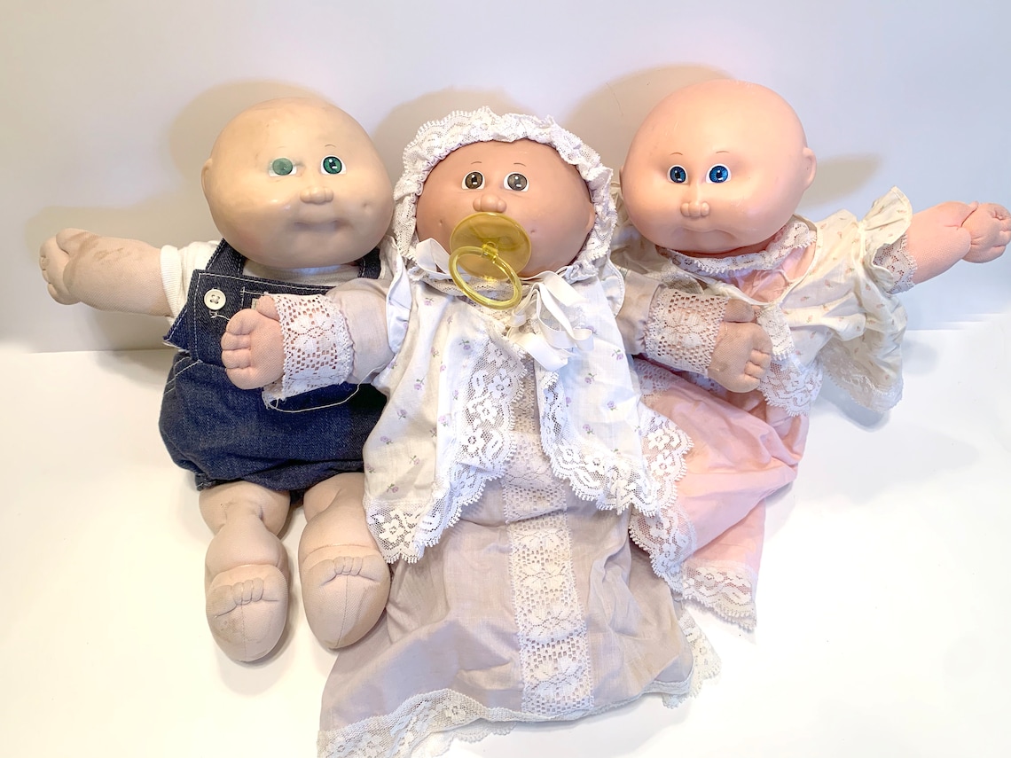 Cabbage Kid Dolls Lot of 3 Dolls Preemies, No Hair With Green/brown ...